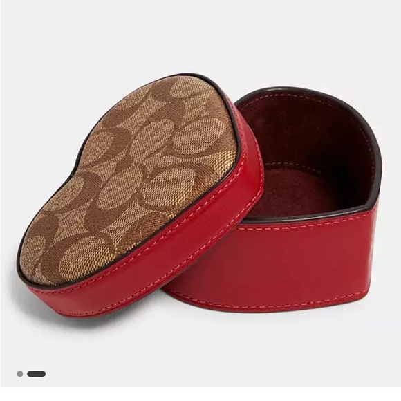 Coach | Accessories | Coach Heart Signature Khaki Trinket Box | Poshmark